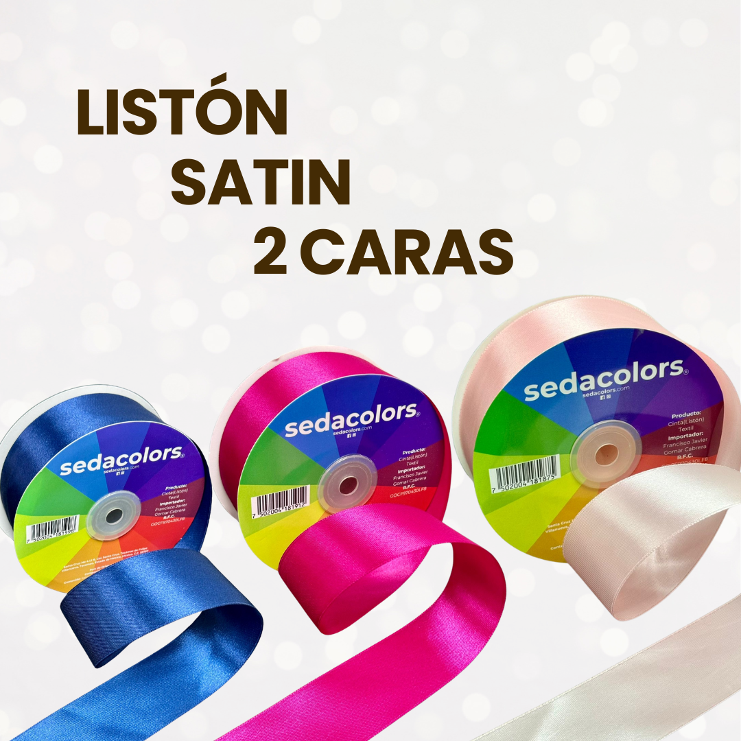 Listón Satin 2 caras – Etiquetado "AZUL REY" – Sedacolors Store