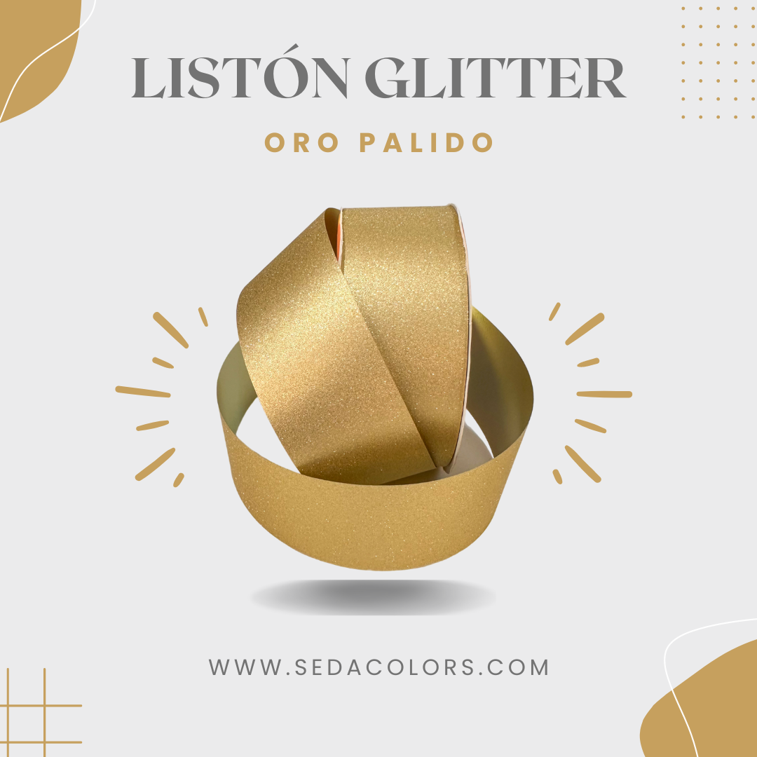 Listón Glitter Oro Palido – Sedacolors Store