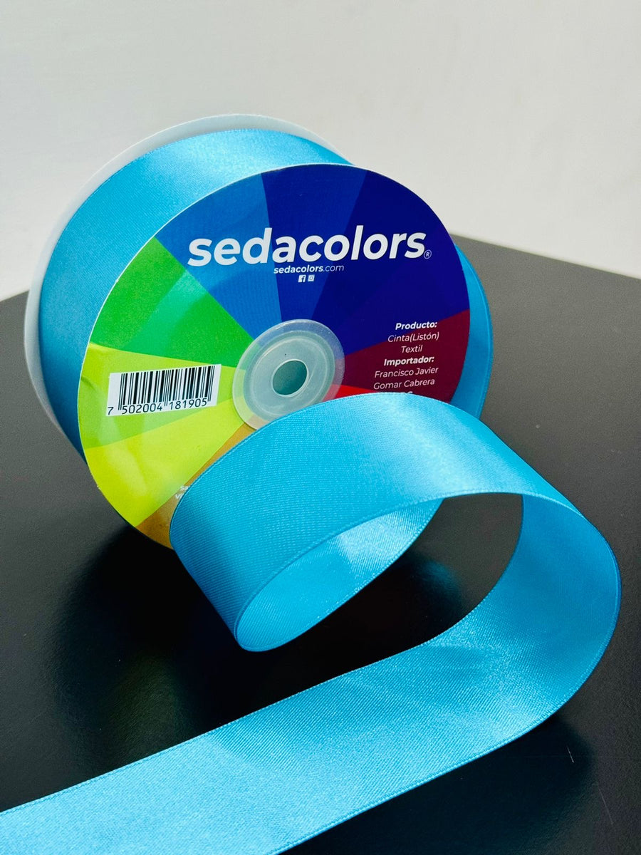 Listón Satin 2 caras Azul Turquesa – Sedacolors Store