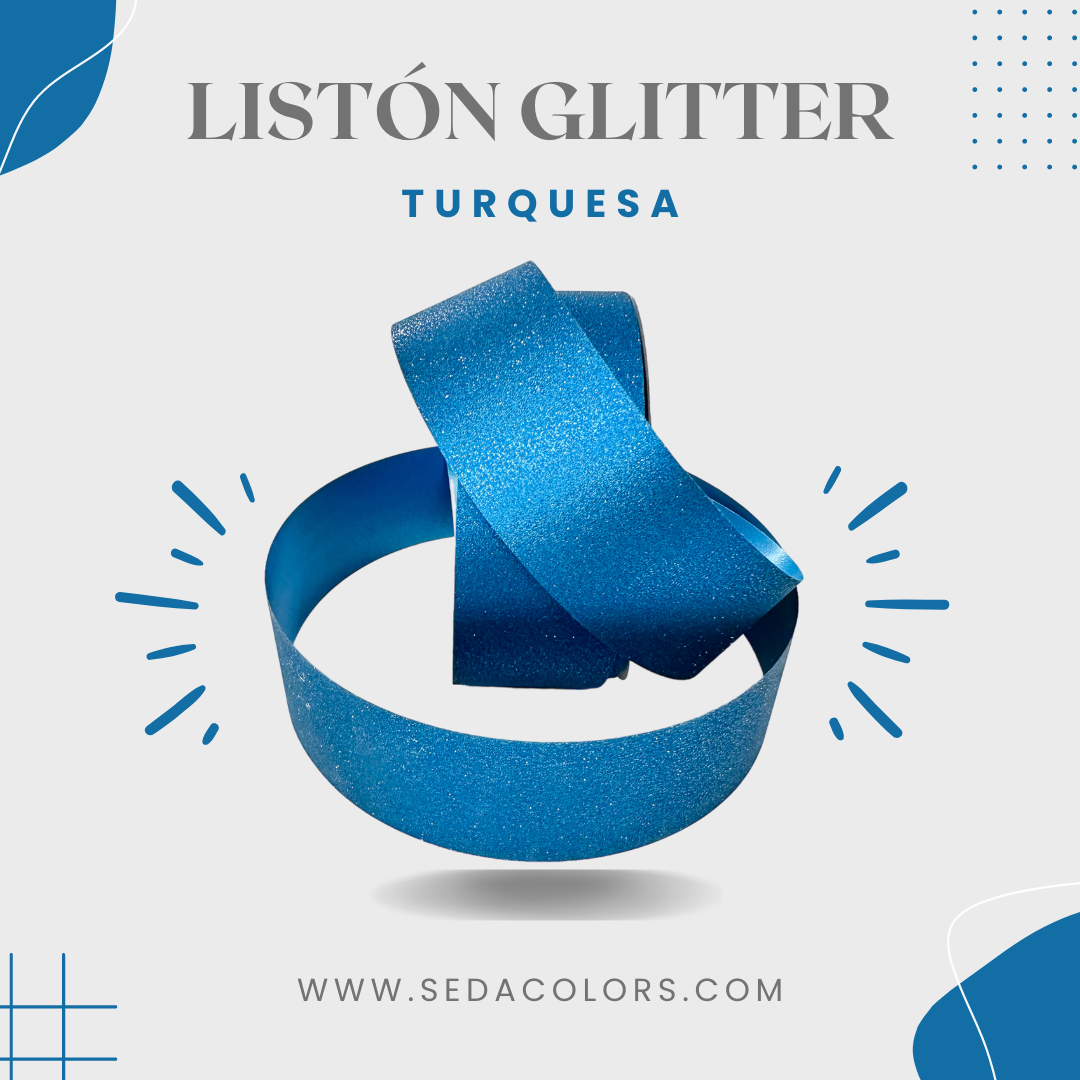 Listón Glitter Turquesa – Sedacolors Store