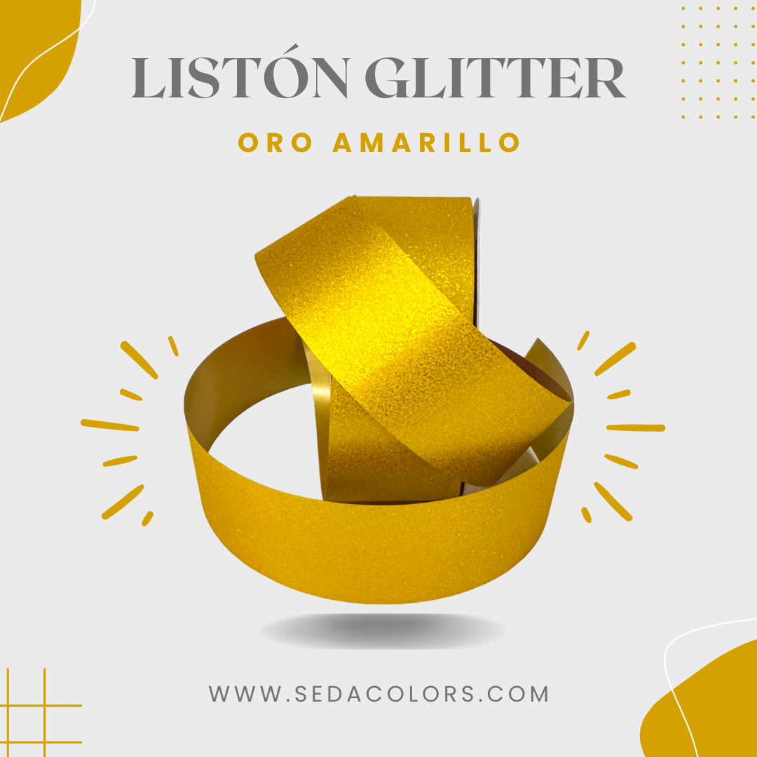 Listón Glitter Amarillo Oro – Sedacolors Store