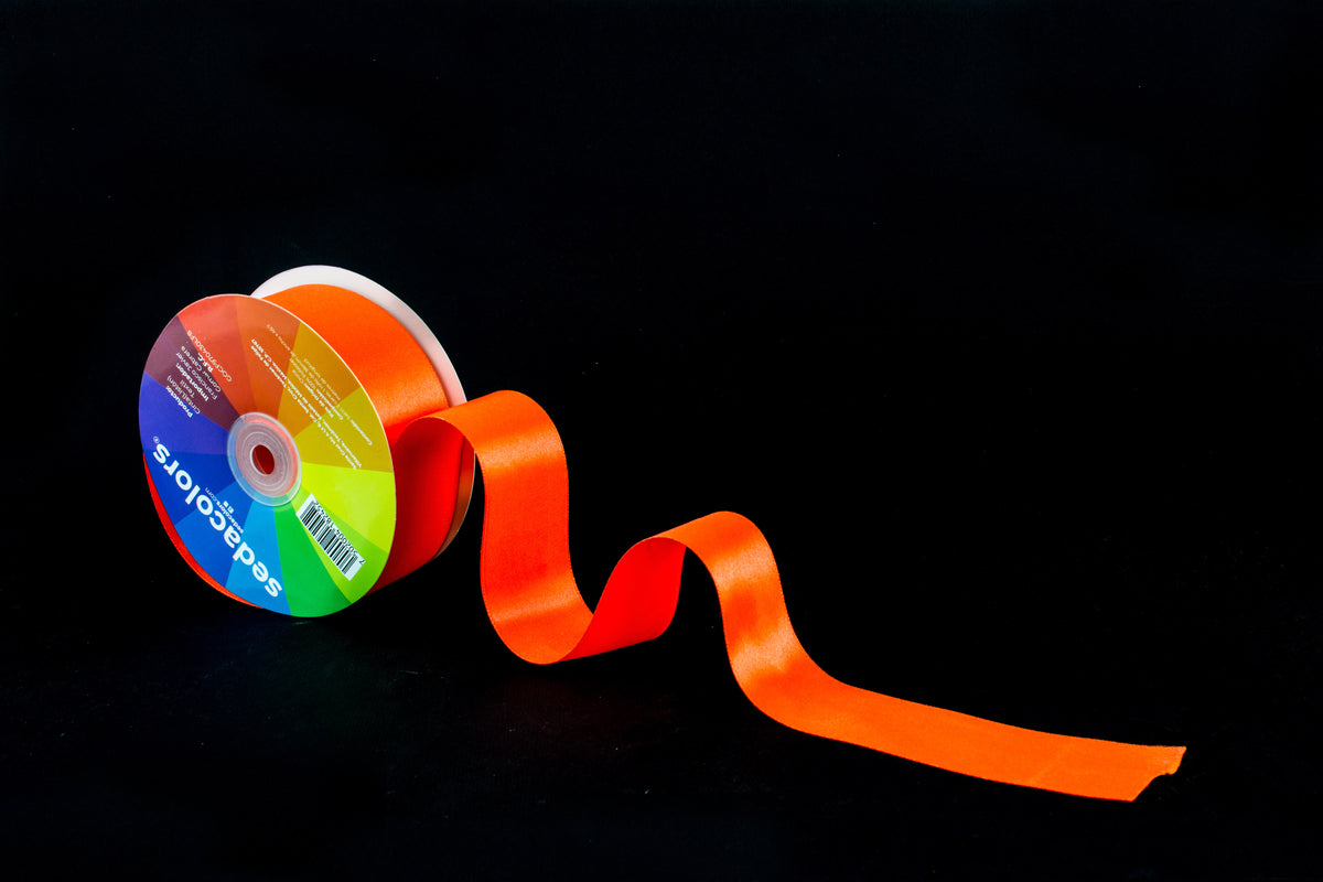 Listón Satin 2 caras Naranja Fluorescente – Sedacolors Store