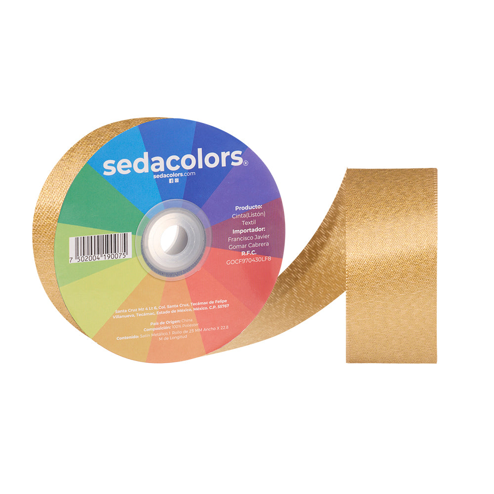 Listón Satín Metálico Oro | 2 Caras – Sedacolors Store